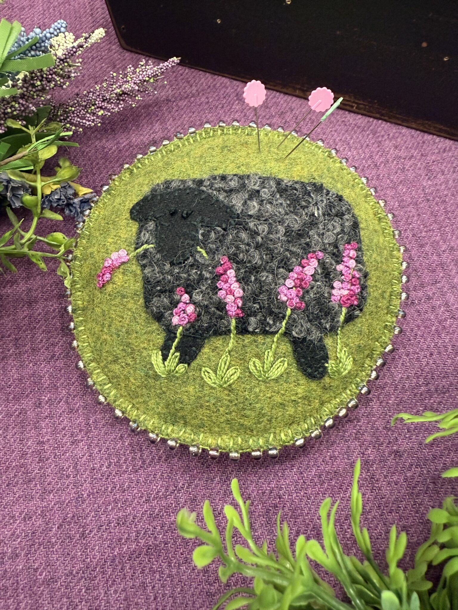 Sheep Pin Cushion - Round - The Woolen Needle